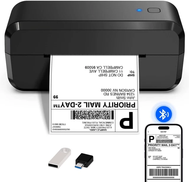 BLUETOOTH WIRELESS THERMAL Label Printer 4x6 Shipping Labels iOS ...