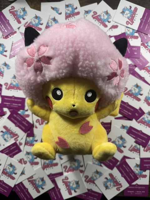 OFFICIAL PIKACHU SAKURA Plush Afro Cherry Blossom Pokemon Center Japan ...