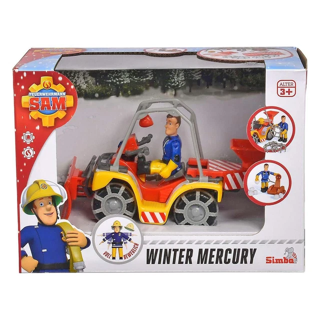 FIREMAN SAM SNOW Plough Winter Mercury Quad Bike With Figure Snowball ...