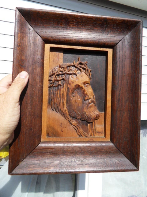 VINTAGE WOOD FRAME Crying Jesus Christ Crying Wood Carved Frame by ...