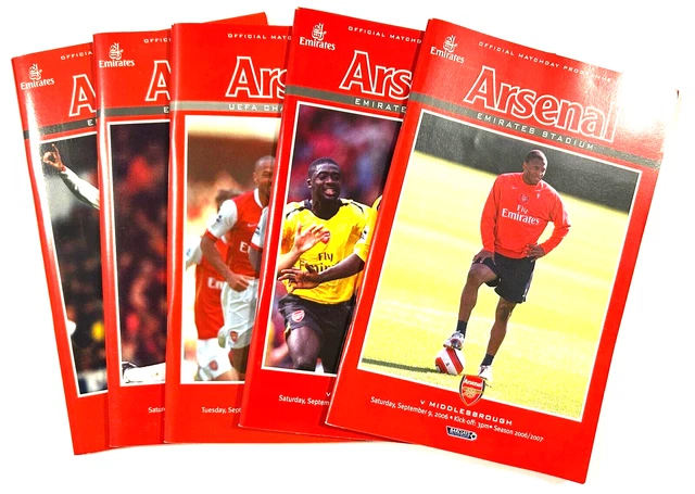 5 X ARSENAL Home Programmes from 2006-2007 season - All listed and ...