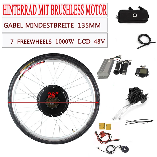 28& ZOLL ELEKTRO-FAHRRAD Ebike Umbausatz Set Hinterrad Heckmotor 48v ...