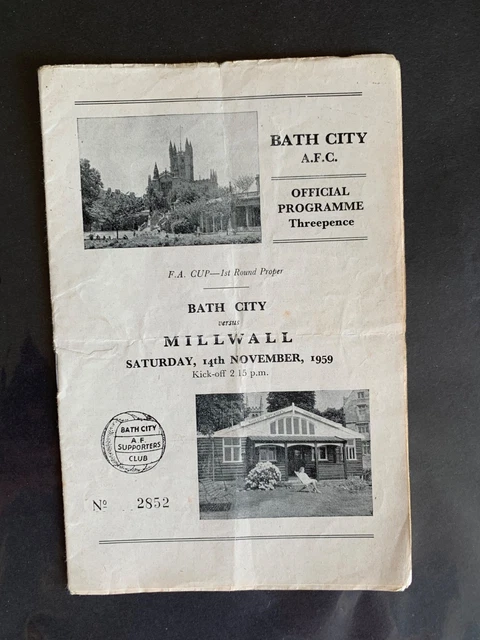 BATH CITY V Millwall (FA Cup) 1959 £3.31 - PicClick UK