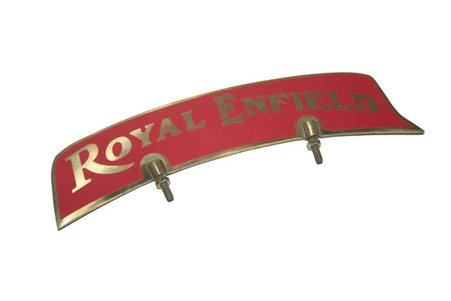 ROYAL ENFIELD BRASS Made Red Sticker Front Mudguard Number Plate £21.59 ...