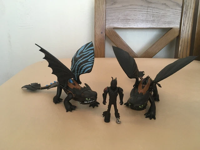 HOW TO TRAIN Your Dragon Night Fury Toothless X 2 + Hiccup Figure (Dr ...