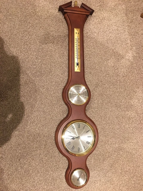 ANTIQUE WOODEN Clock, Barometer Thermometer, Humidity with a quartz ...