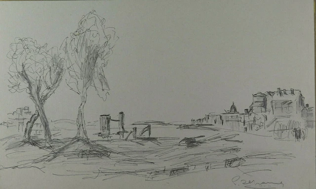 PAYSAGE DE CAMPAGNE Dessin Ancienne Signé Et en Date Du 1931 France ...