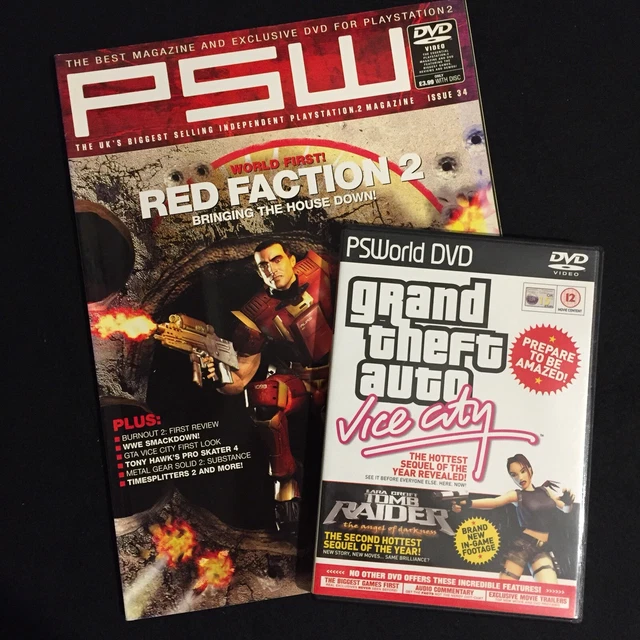 PSW #34 PLAYSTATION 2 Magazine with Demo Disc DVD Red Faction GTA Vice ...