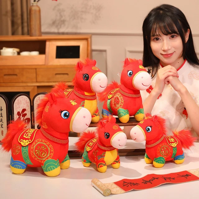 CHINESE STYLE YEAR Of The Horse Plush Toy With Pp Cotton Fill For Gift ...