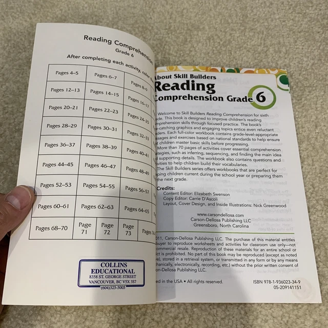 LOT 2 CARSON Dellosa Grade 6 Reading Comprehension Grammar Skill Build ...