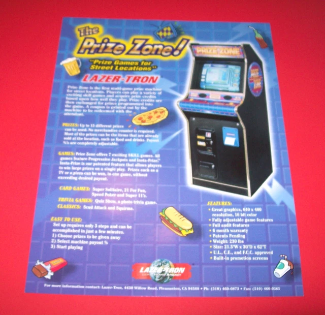 PRIZE ZONE ORIGINAL Nos Redemption Arcade Game Machine Flyer Brochure £ ...
