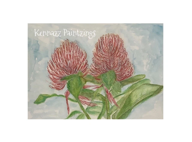PAINTING WARATAH AUSTRALIAN Native Flower By Kenna A5 Sold Unframed ...