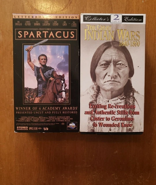 LOT OF 2 Set Of 2vhs Tapes Movies, SPARTACUS ,THE GREAT INDIAN WARS,#59 ...