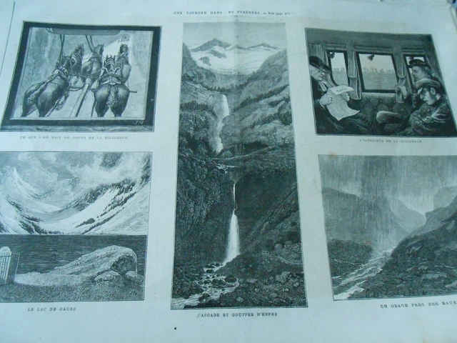 PYRENEES LAC DE Gaube Cascade Inferno Chasm Engraving Old Print 1873 £ ...