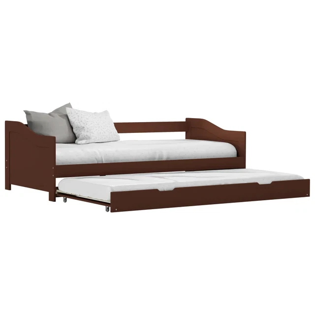 WALPLUS PULL-OUT SOFA Bed Frame Dark Brown Pinewood 90x200 cm Guest Bed ...