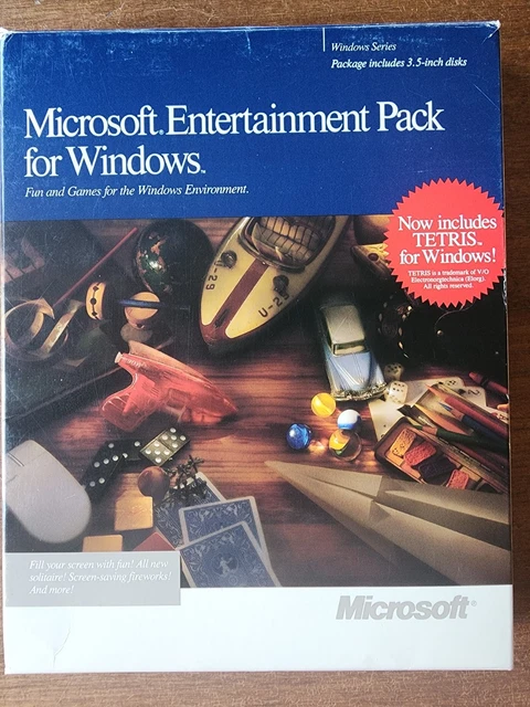 1990 THE FIRST Microsoft Entertainment Pack Windows games 3.5" disc $89 ...