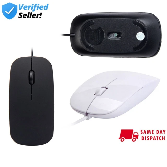 WIRED USB OPTICAL Mouse For Pc Laptop Computer Scroll Wheel Black Mice ...