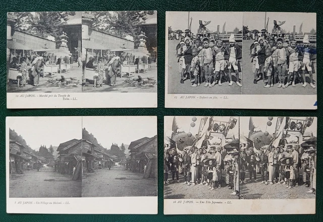 4 CARTES POSTALES Anciennes Stereo.japon.old Postcards.hagaki .はがき ...
