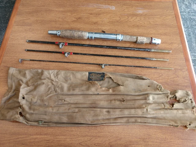 ANTIQUE STEEL FLY/FISHING Rod Bristol Horton Mfg Co 4 Piece 5 ft #20 ...