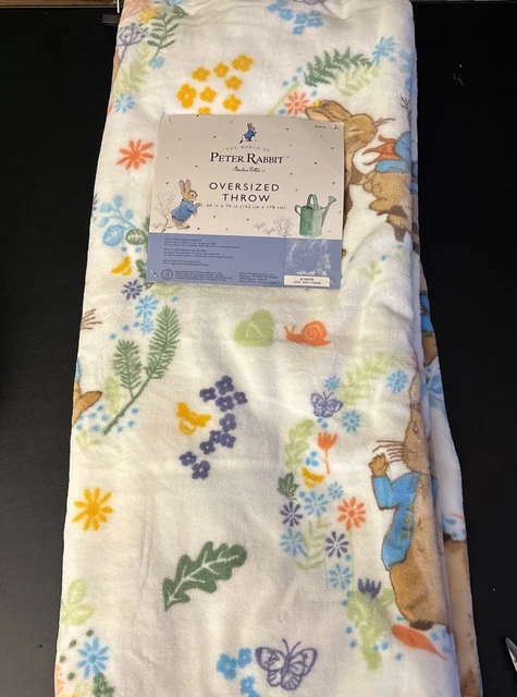 BEATRIX POTTER PETTER, Peter Rabbit Easter Spring Floral Plush Throw ...
