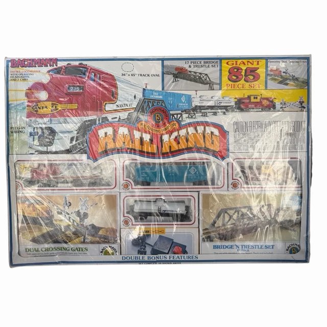 BACHMANN RAIL KING HO Scale Train Set Santa Fe 85 Pc Sealed Kay-Bee ...