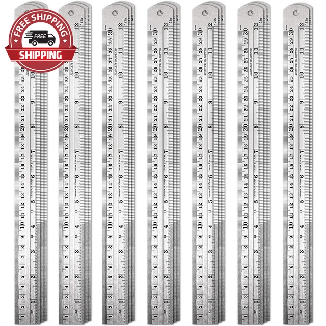 20 PACK 12 Inches Stainless Steel Ruler, Precision Metal Ruler with ...