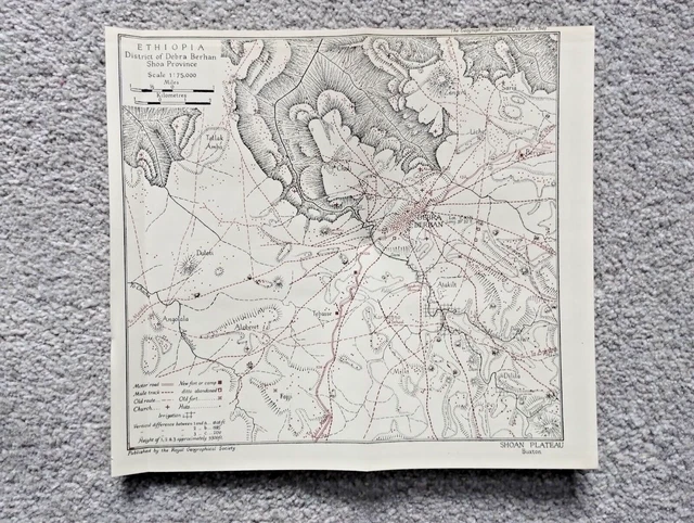 ANTIQUE/VINTAGE MAP OF Ethiopia - Debra Berhan Shoa - 1949 £13.99 ...