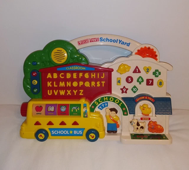 VTG VTECH LITTLE Smart School Yard Learning Toy w School Bus,Talks ...