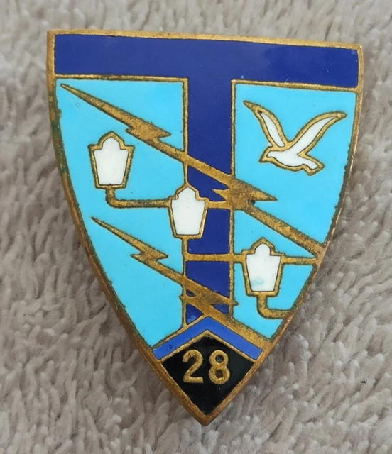 ANCIEN INSIGNE MILITAIRE 28 éme RT Régiment de Transmission. Drago Egf ...