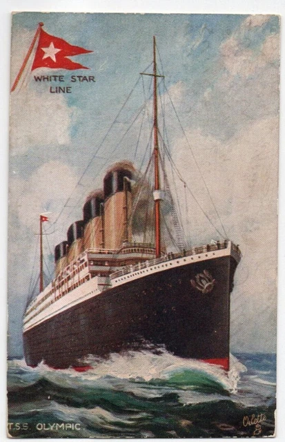 WHITE STAR LINE RMS Olympic - original postcard - pre sinking £55.62 ...