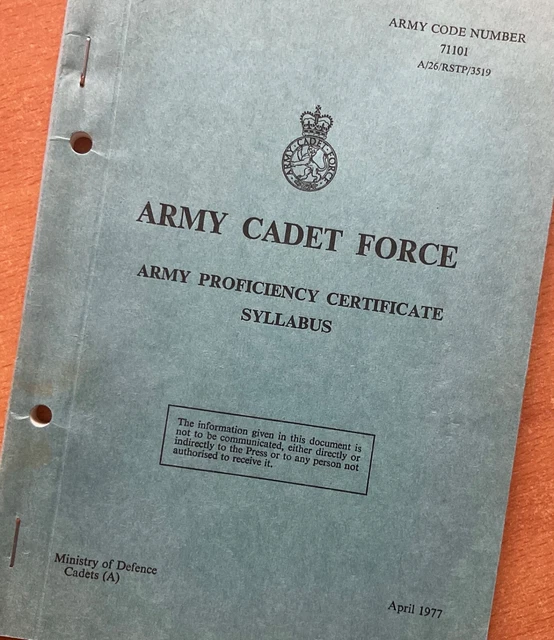BRITISH ARMY PAMPHLET: Army Cadet Force Proficiency Certificate ...