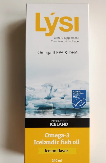 LYSI OMEGA-3 FISH Oil Lemon Flavor 240ml Heart Health Brain Function ...