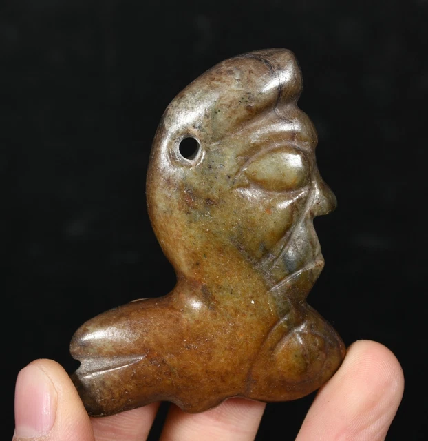 HONGSHAN CULTURE OLD Jade People Person Face Pendant Le visage humain ...