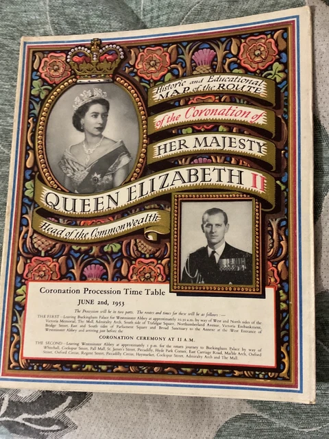 MAP OF THE Route of the Coronation of Queen Elizabeth II 1953 Pictorial ...