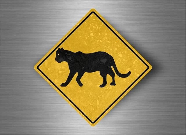 STICKER DECAL WARNING car beware road sign warning panther $7.40 ...