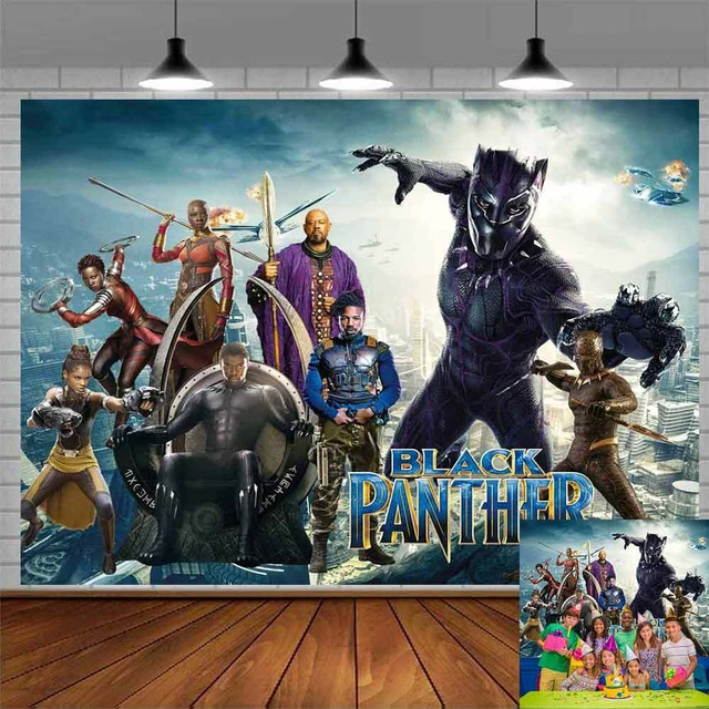BLACK PANTHER HAPPY Birthday Backdrop Banner Vinyl Party Decor 7x5ft ...