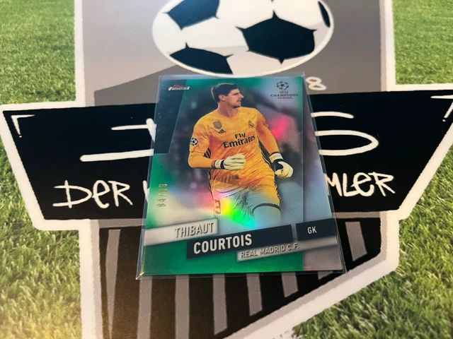 TOPPS FINEST UEFA CL Soccer 2019/20 Thibaut Courtois /99 GREEN Card ...