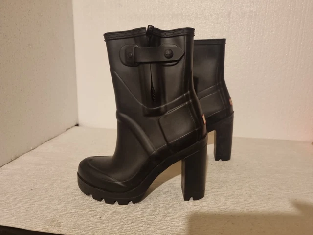 HUNTER HIGH HEEL Wellies Chelsea Boots Black Size Uk 3,EU 36,US 5F, £55 ...