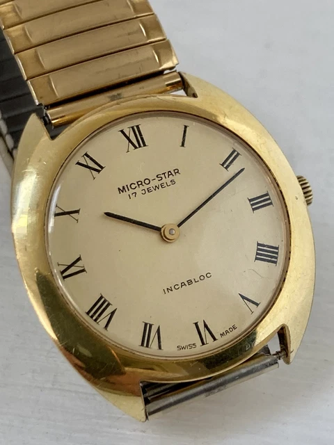 VINTAGE MICRO -STAR Mechanical Watch 17 Jewels Gold Plated Incabloc ...