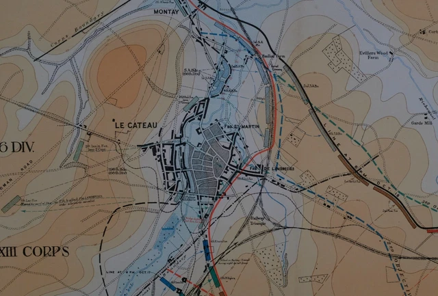 1918 WW1 WWI Karte Der XIII Corps Im Battle Of The Selle Oktober 17 ...