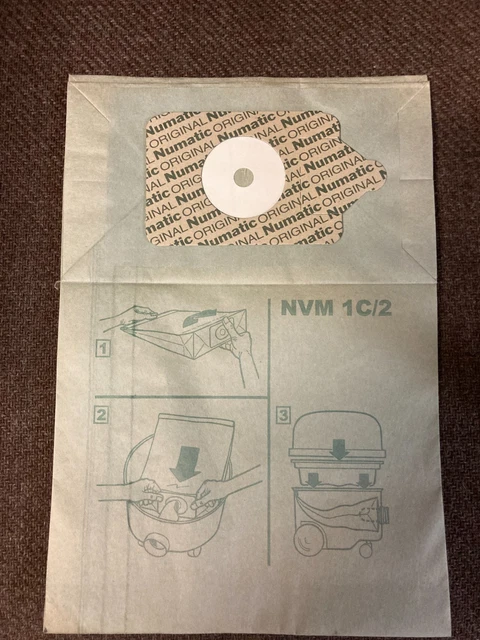 NUMATIC RSV130 200 Series Canister Filter Paper Bags 3pk NVM1C2 £8.75 ...
