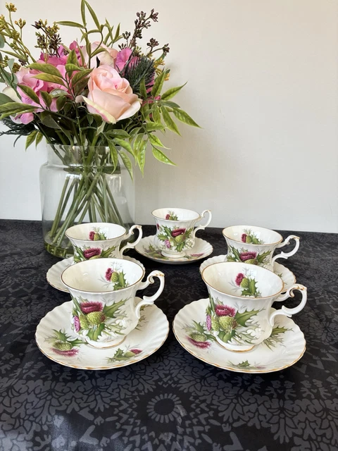 ROYAL ALBERT BONE China Highland Thistle Tea Set £125.52 - PicClick UK