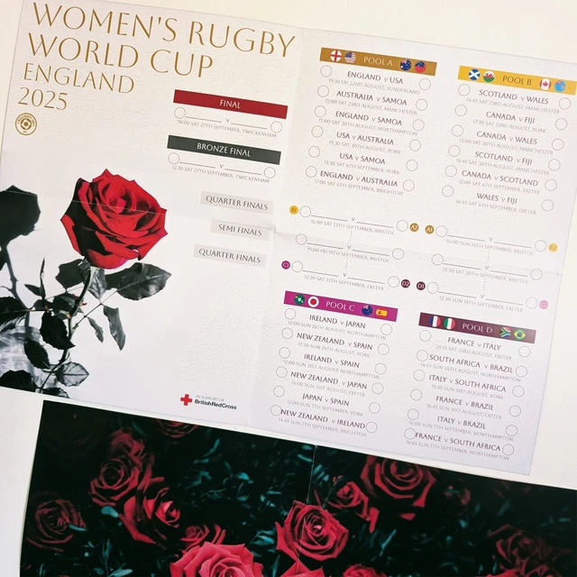 WOMEN’S RUGBY WORLD Cup 2025 Wallchart - Rugby Union Fixtures Poster £4 ...
