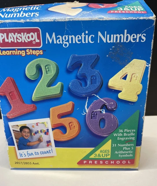 VTG 1995 PLAYSKOOL Magnetic Numbers with Braille *26 In Box Check ...