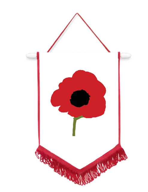 LEST WE FORGET Poppy Car / Wall Pennant With Red Border Fantastic ...
