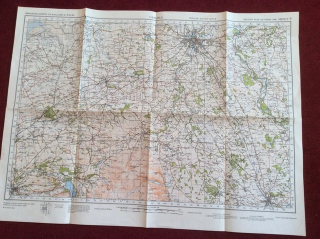 GENUINE WW2 WAR Office 1940 Military Map Carlisle, Cumbria Home Guard ...