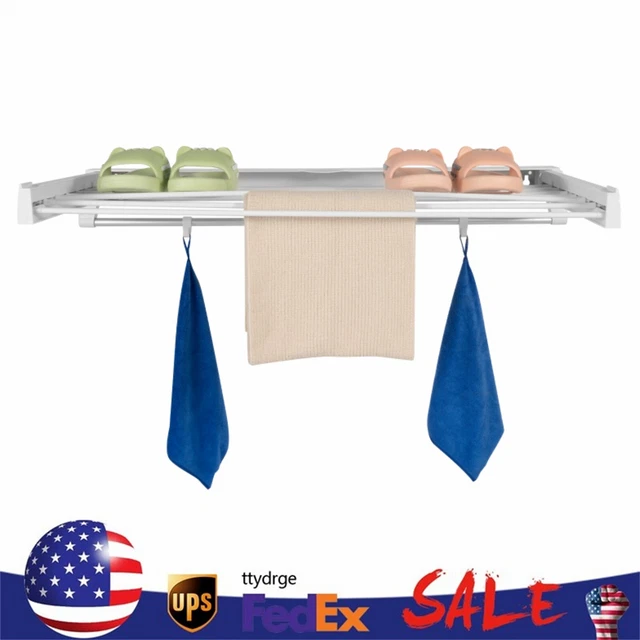 CLOTHES DRYING RACK Wall Mounted Clothing Hanging Shelf Collapsible ...
