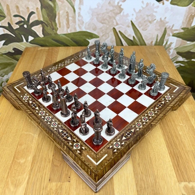MEDIEVAL BRITISH ANTIQUE Chess Set Handcrafted Chess Board, Christmas ...