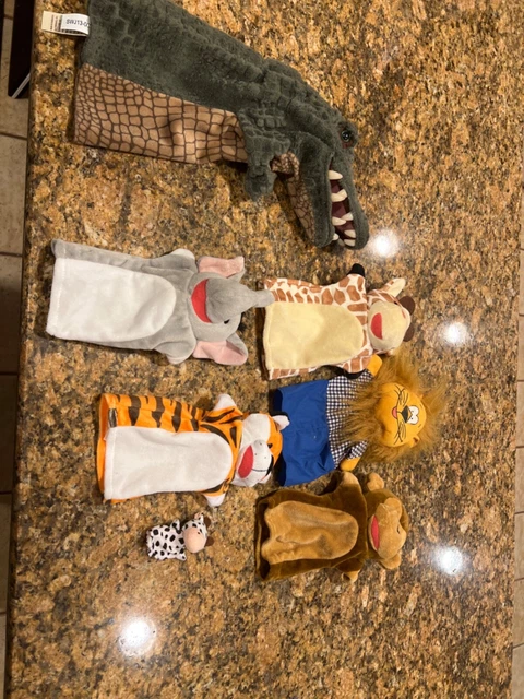 LOT OF 8 Hand Puppets Farm Zoo Animals Plush Soft Toddler Toy Melissa ...