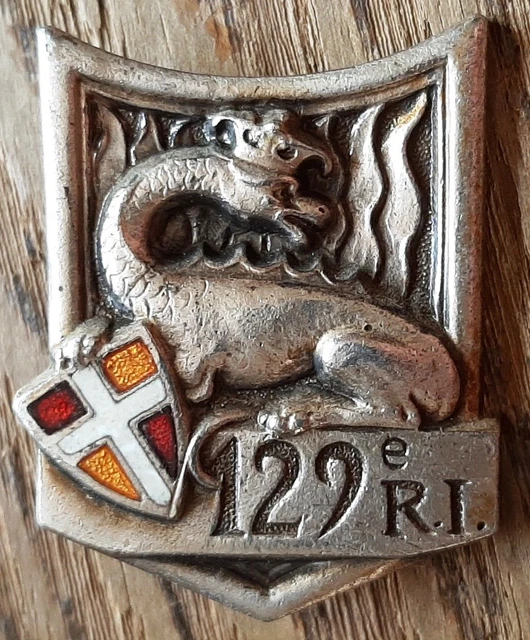 INSIGNE BADGE 129° RI émail ancien Régiment d’Infanterie ORIGINAL AB ...